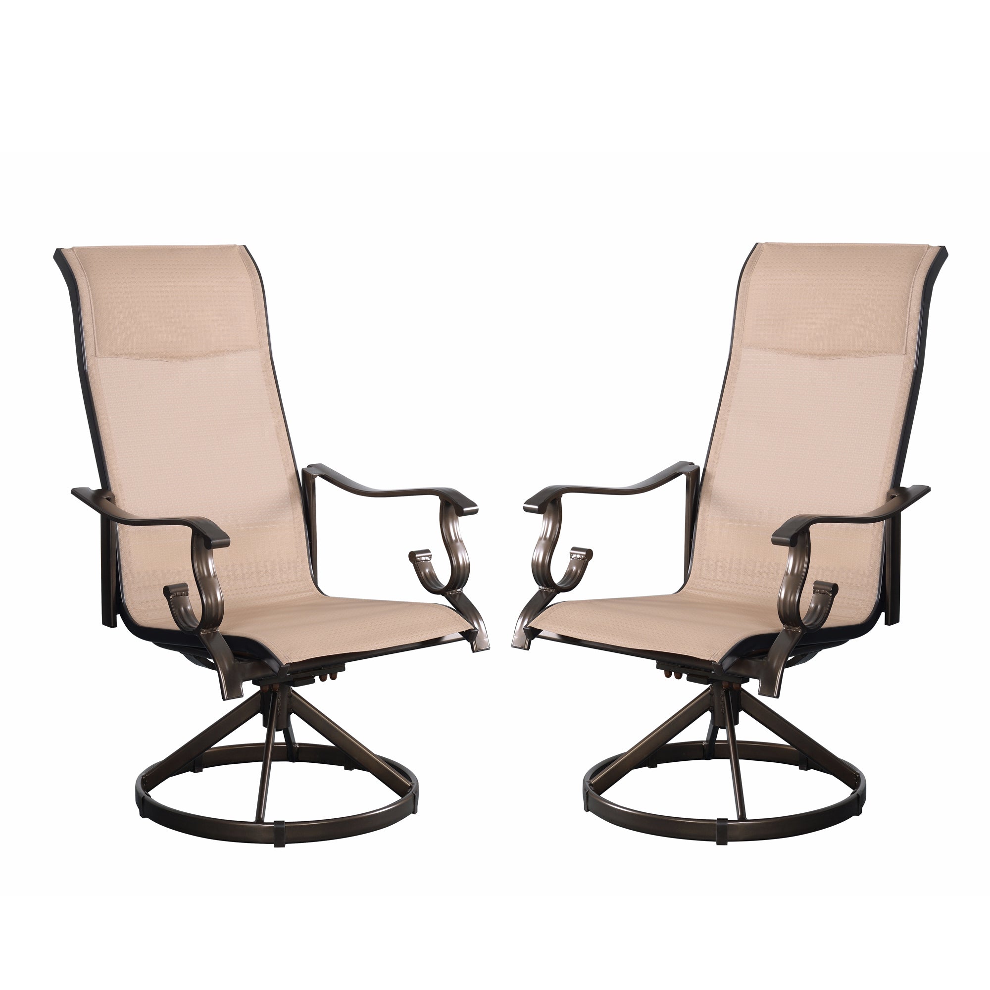 Westin Swivel Rocking Sling Dining Chair Set of 2 - Bronze/Tan – Smart ...